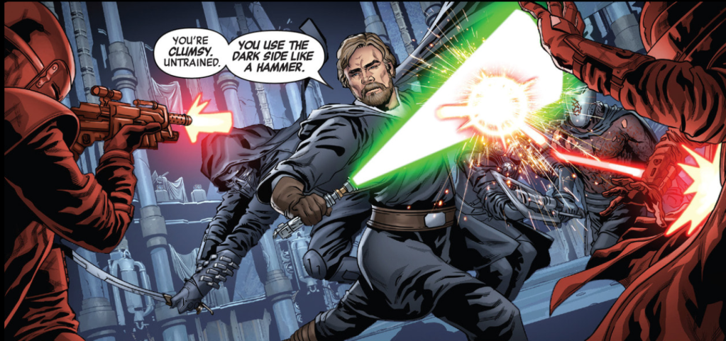 The Rise of Kylo Ren #2 shows Jedi Master Luke Skywalker fighting the ...
